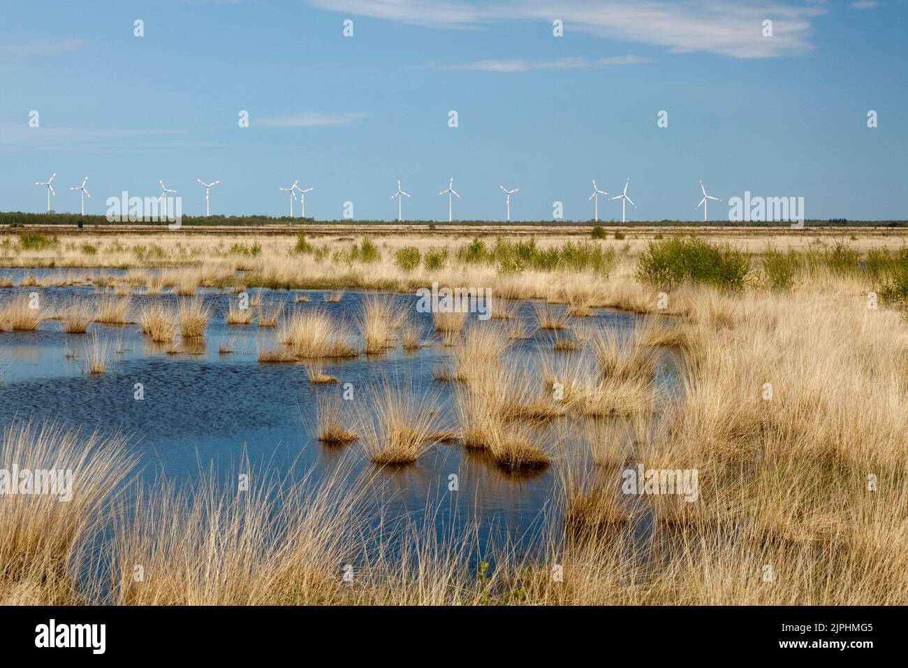 bog landscape, wind turbines, bogs, wind turbine Stock Photo - Alamy