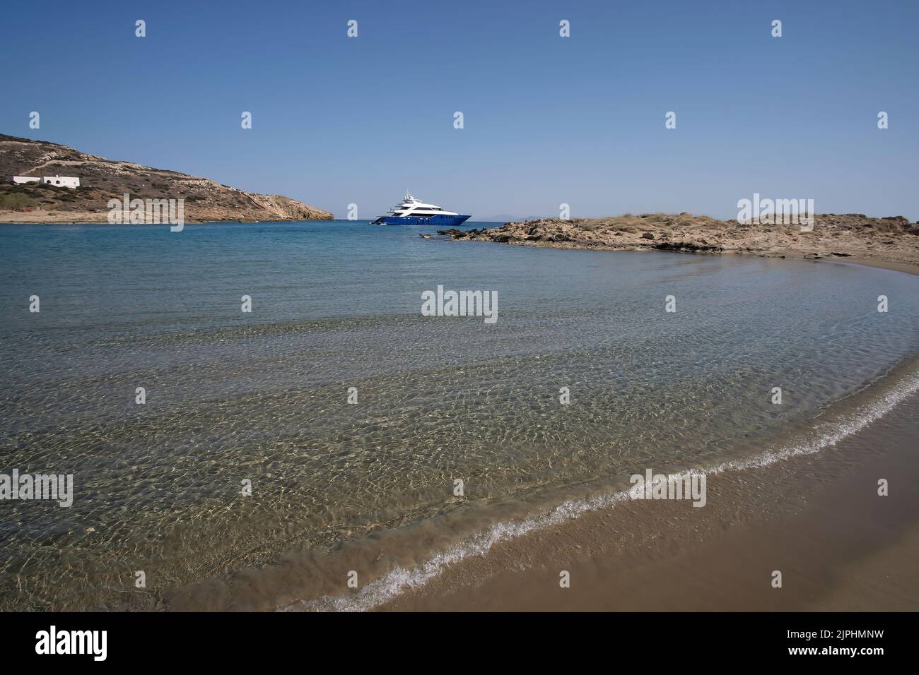 Ios, Greece - June 7, 2021 : The beautiful Manganari beach in Ios ...