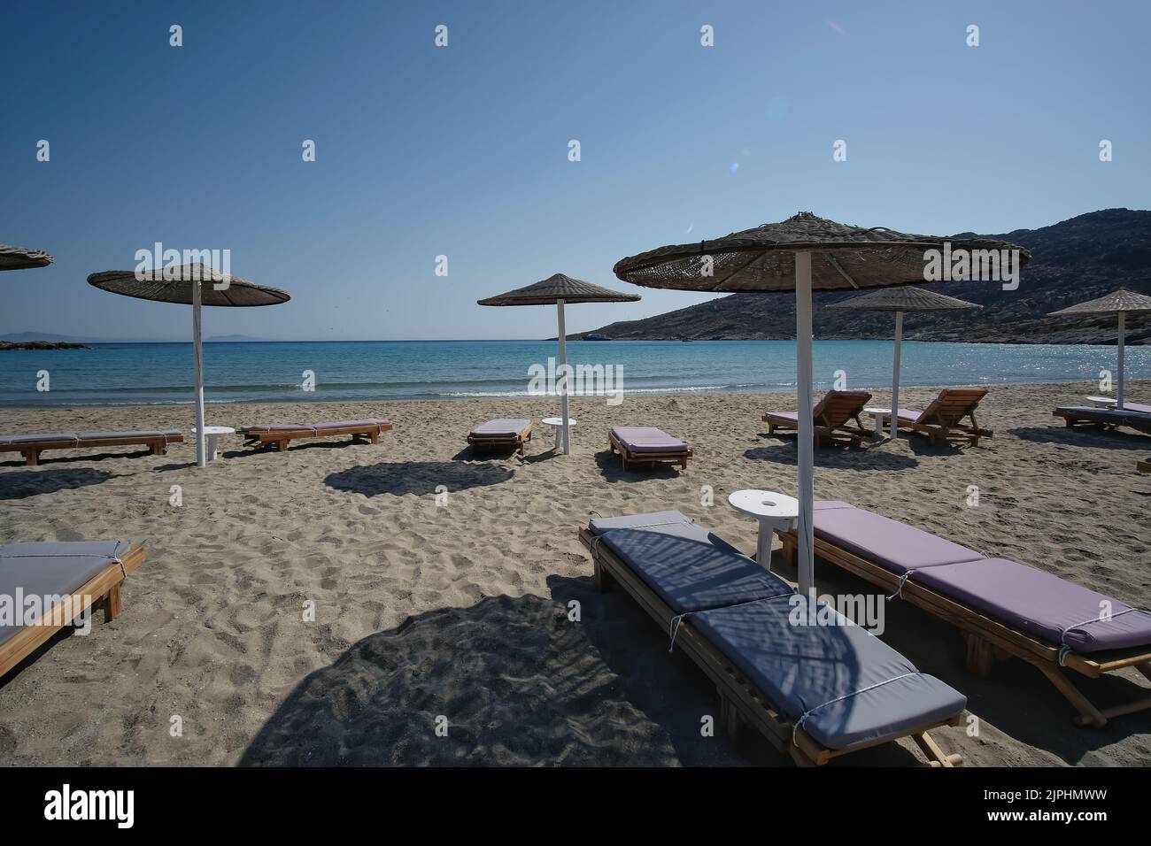 Empty sandy beach greece hi-res stock photography and images - Alamy
