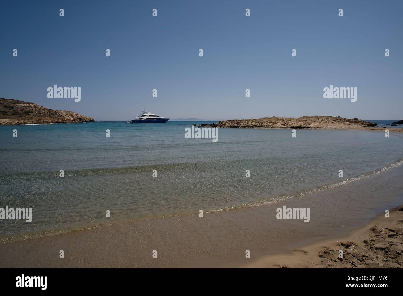 Ios, Greece - June 7, 2021 : The beautiful Manganari beach in Ios ...