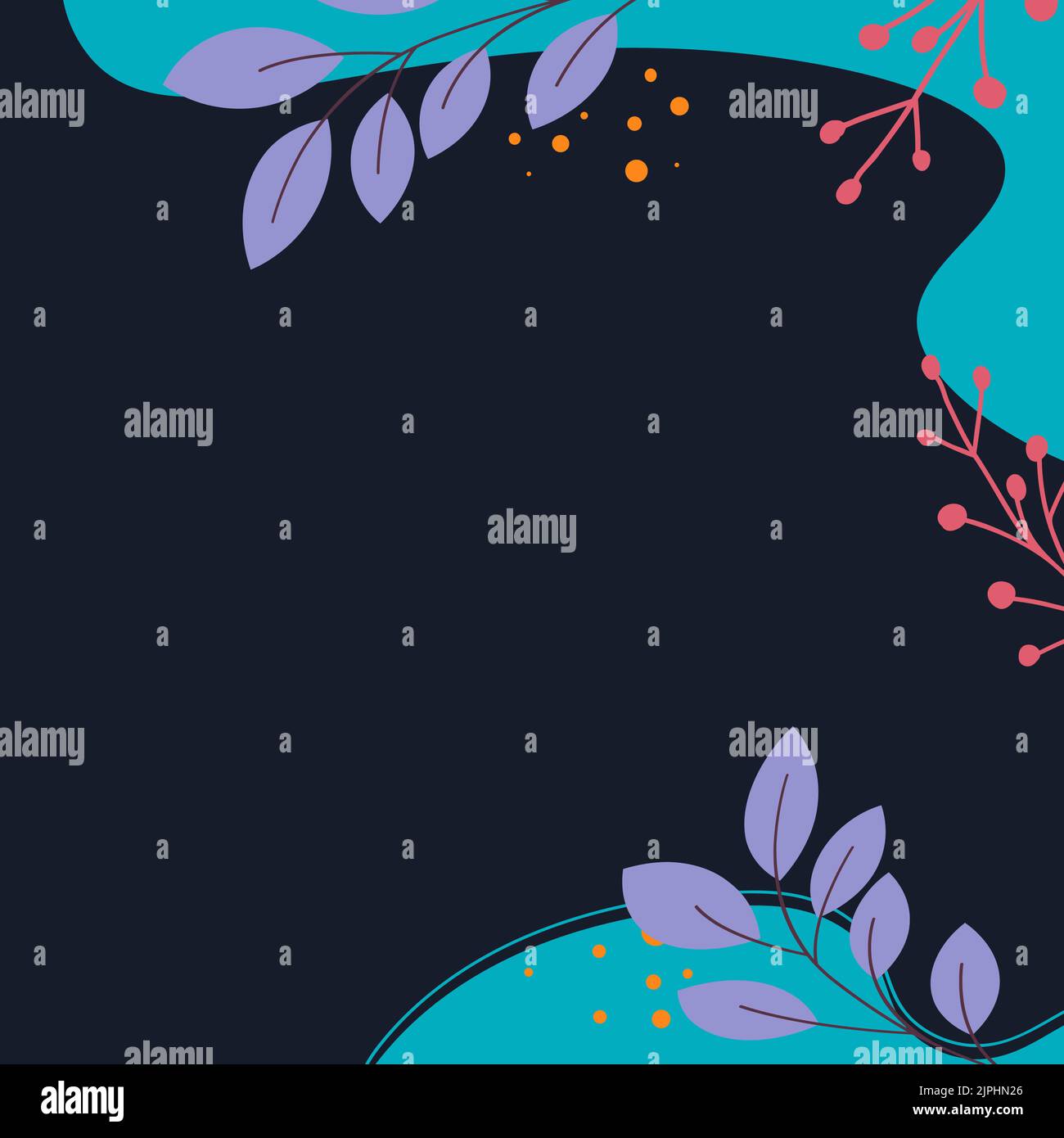 Blank Frame Decorated With Abstract Modernized Forms Flowers And ...