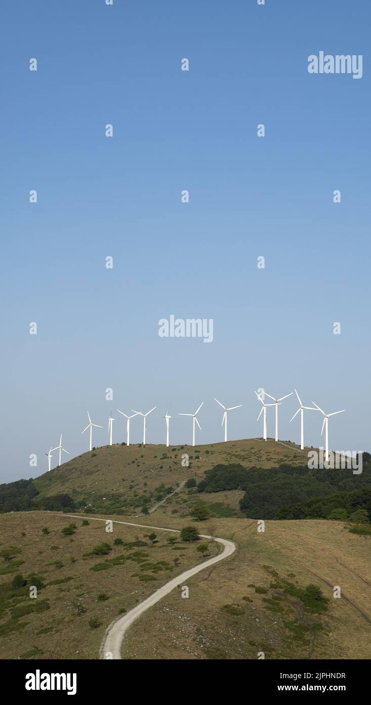 Wind turbines at the Korneita wind farm, Leiza, Navarre Stock Photo - Alamy