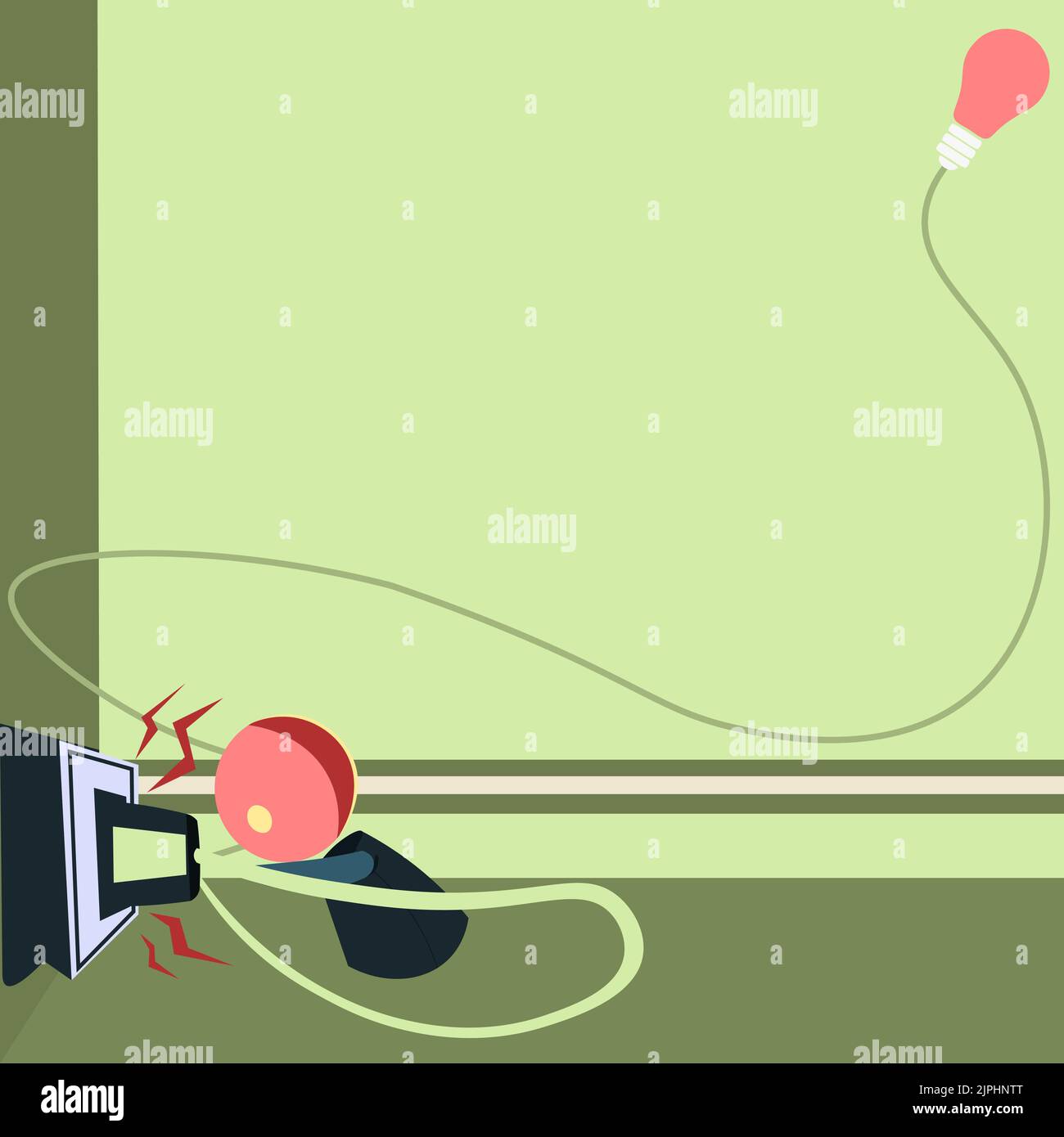 Robot Drawing Fixing Socket With Lightbulb In Corner. Robotic Man ...