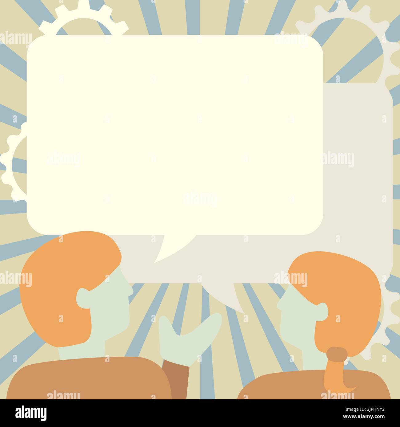 Couple Speaking On Technical Plans With Two Overlaping Speach Clouds On ...