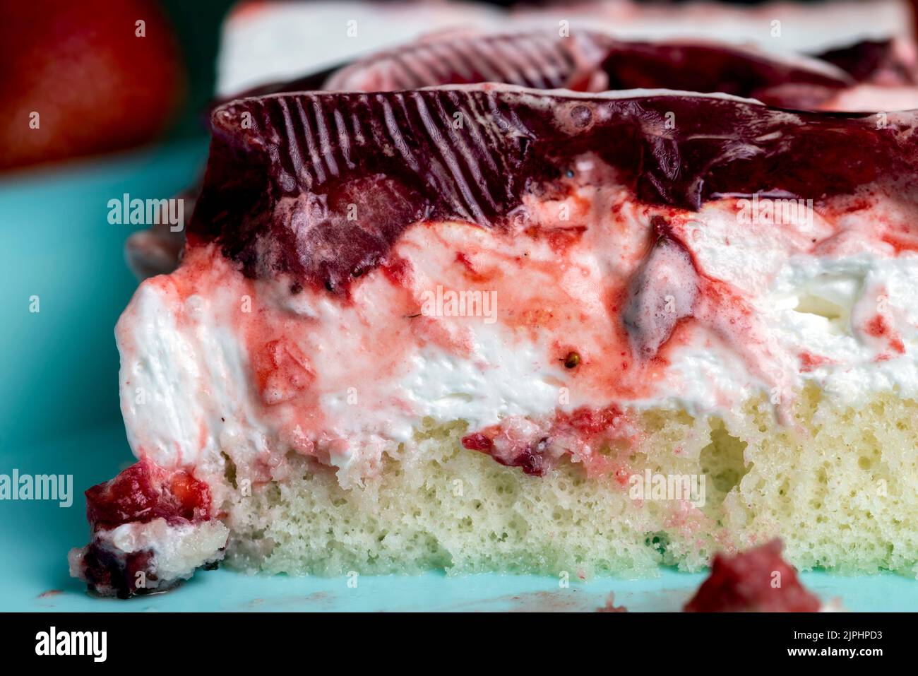 strawberry cream cheese cake with red sweet jam, strawberry cake with ...