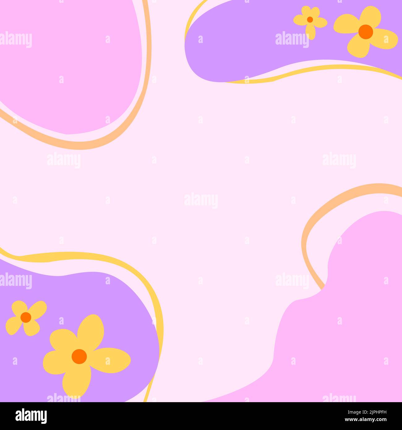 Blank Frame Decorated With Abstract Modernized Forms Flowers And ...