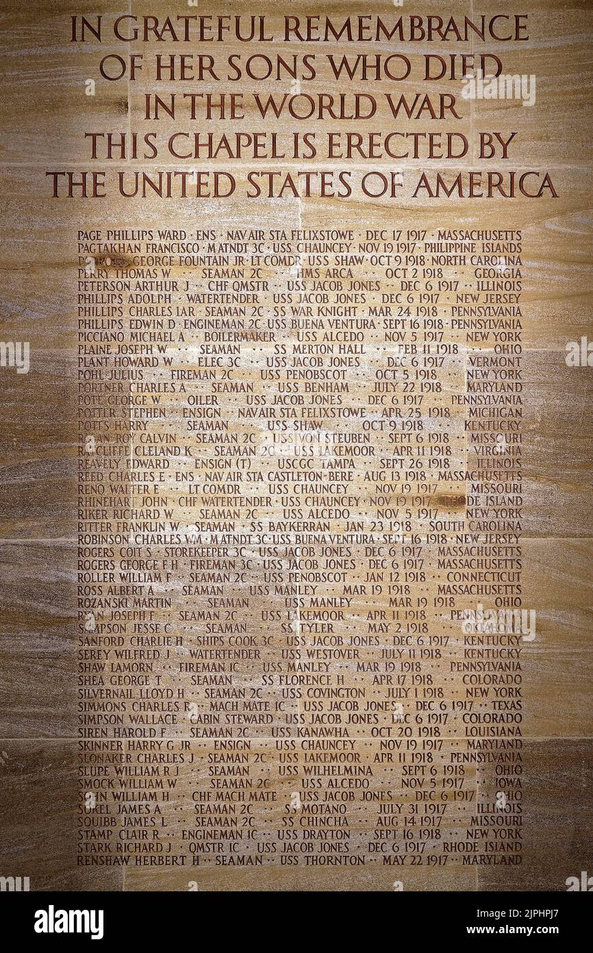 The Chapel at the American Military Cemetery, Brookwood is dedicated to ...