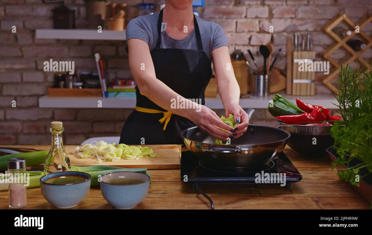 vegetable, cooking, preparation, searing, vegetables, to cook ...