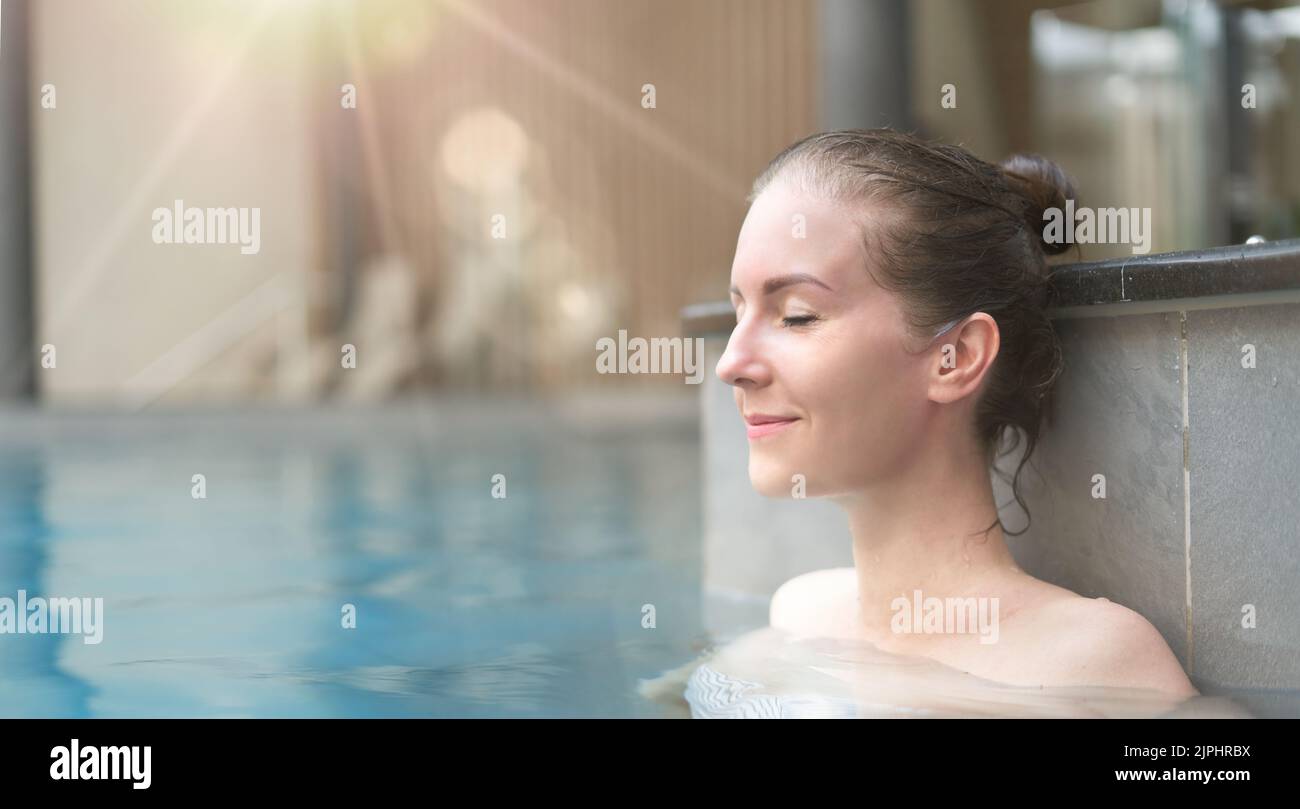 woman, closed eyes, relaxation, pool, female, ladies, lady, women ...