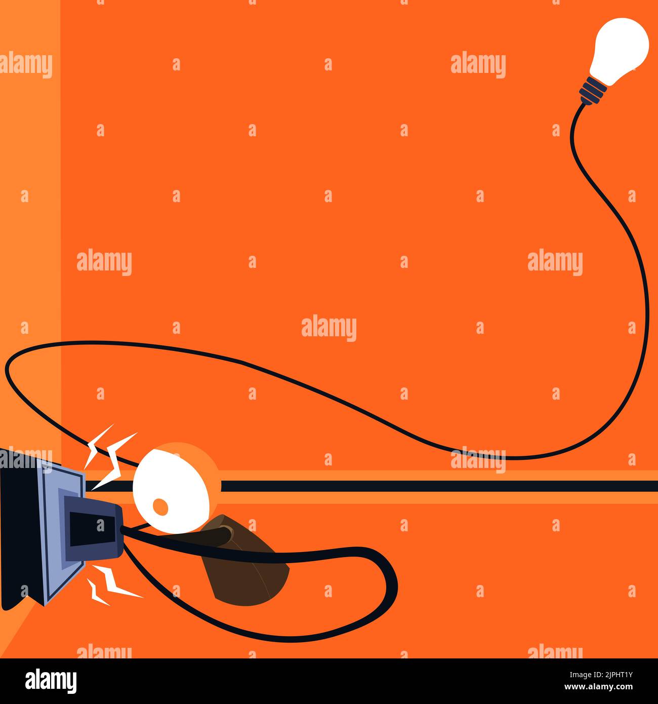 Robot Drawing Fixing Socket With Lightbulb In Corner. Robotic Man ...