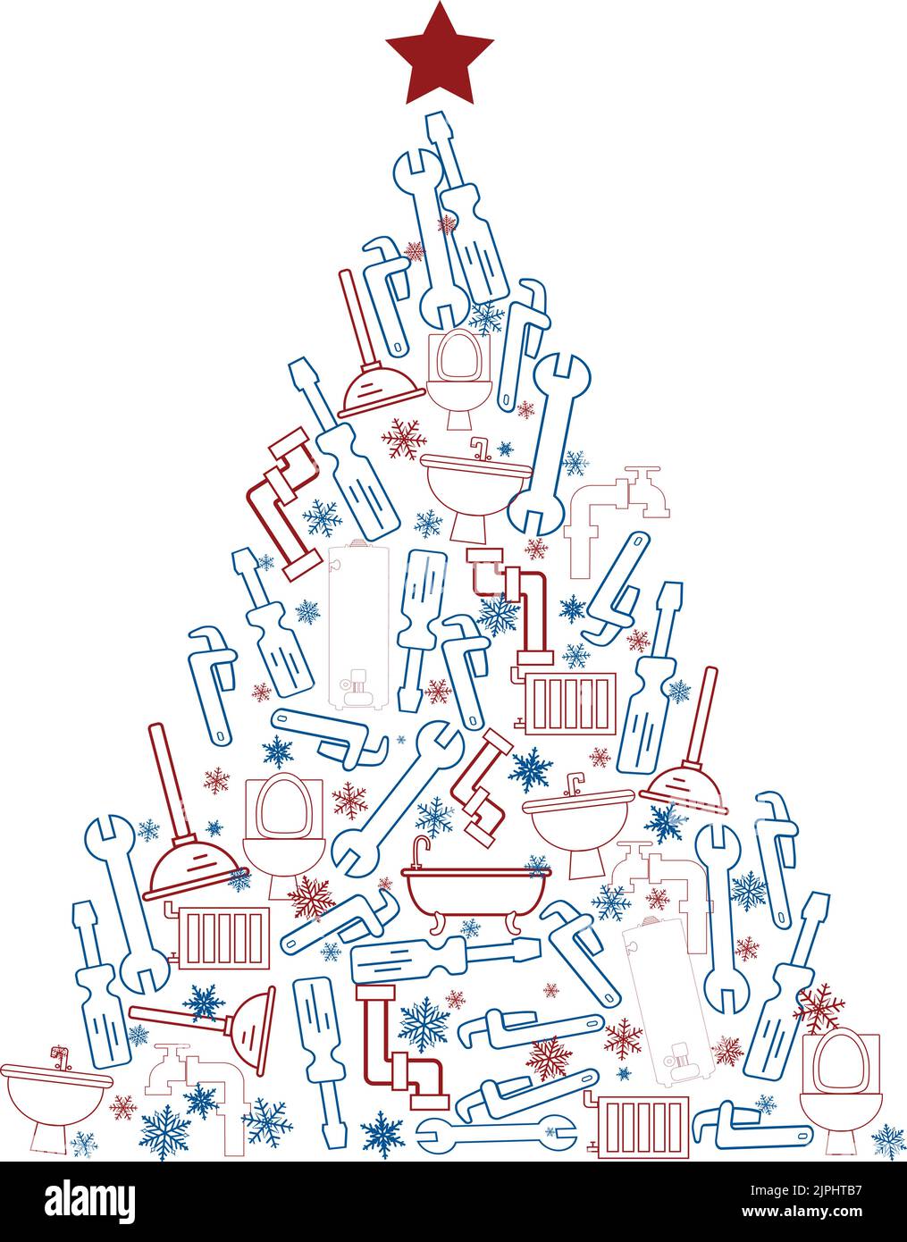 Elegant Christmas poster and greeting cards set with plumber tools on ...