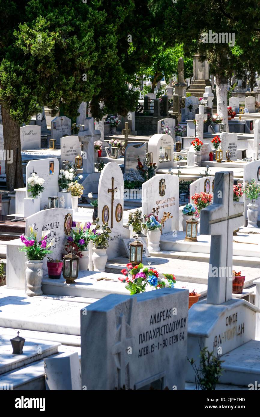 Cemetery, Kavala, Macedonia, North-Eastern Greece Stock Photo - Alamy