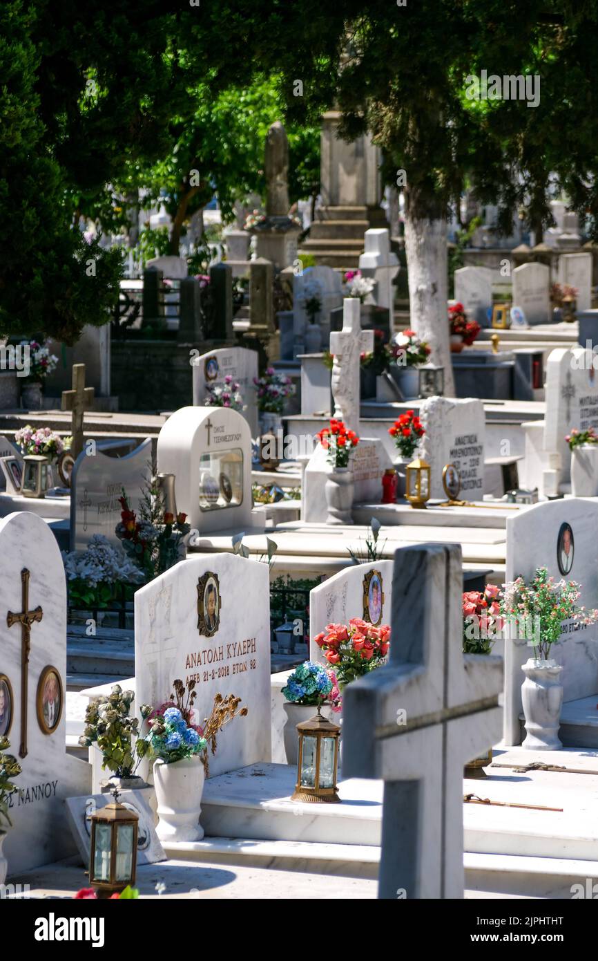 Cemetery, Kavala, Macedonia, North-Eastern Greece Stock Photo - Alamy