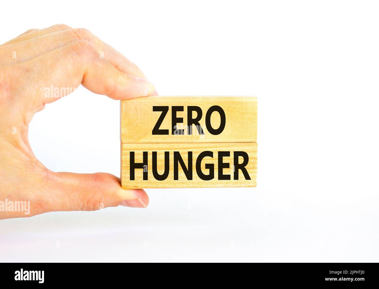 Zero hunger symbol. Concept words Zero hunger on wooden blocks on a ...