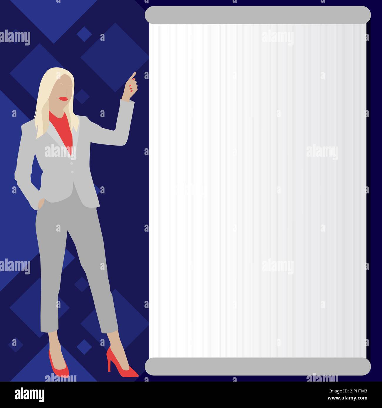 Businesslady Pointing Finger Empty Drawboard Representing Planning ...