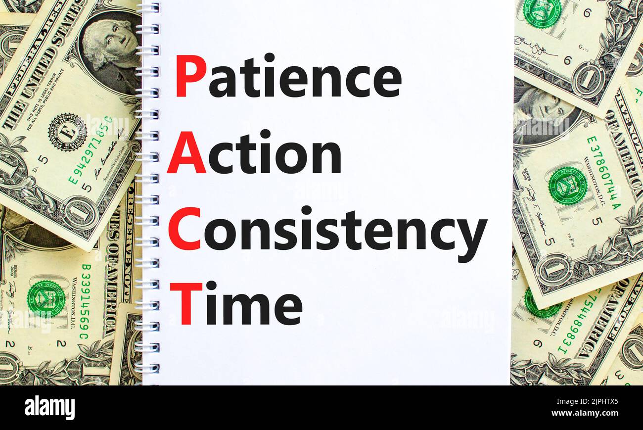 PACT patience action consistency time symbol. Concept words PACT ...