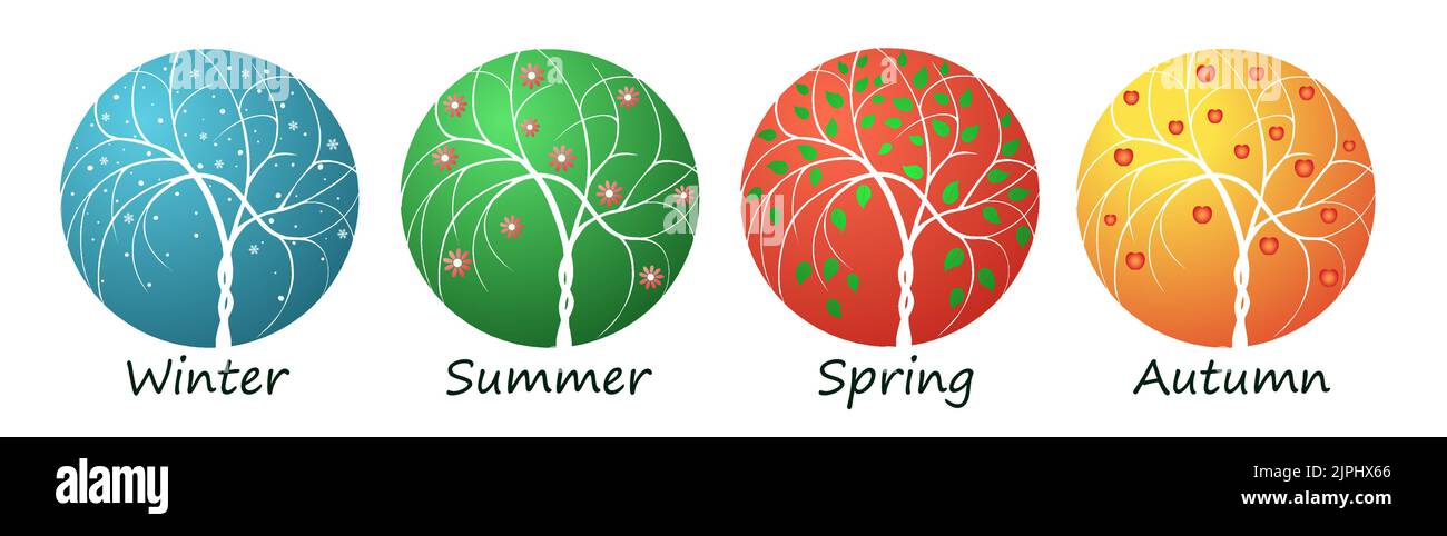 Set of tree icons in four seasons Stock Vector Image & Art - Alamy