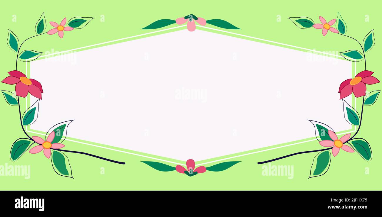 Frame With Leaves And Flowers Around And Important Announcements Inside ...