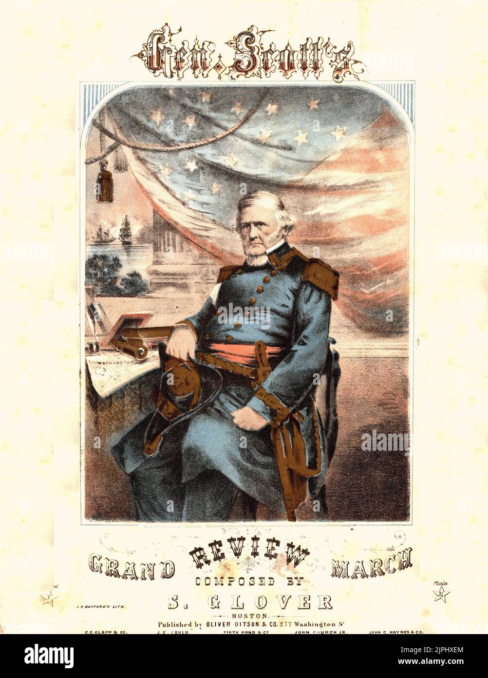 Ge. Scott's Grand Review March, 1860 Sheet Music Stock Photo - Alamy