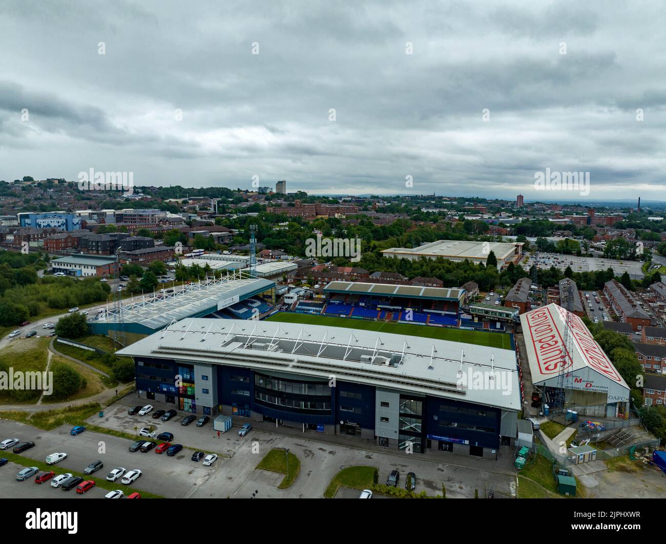 Boundary Park Aerial Drone From the Air, Oldham Athletic Football Club ...