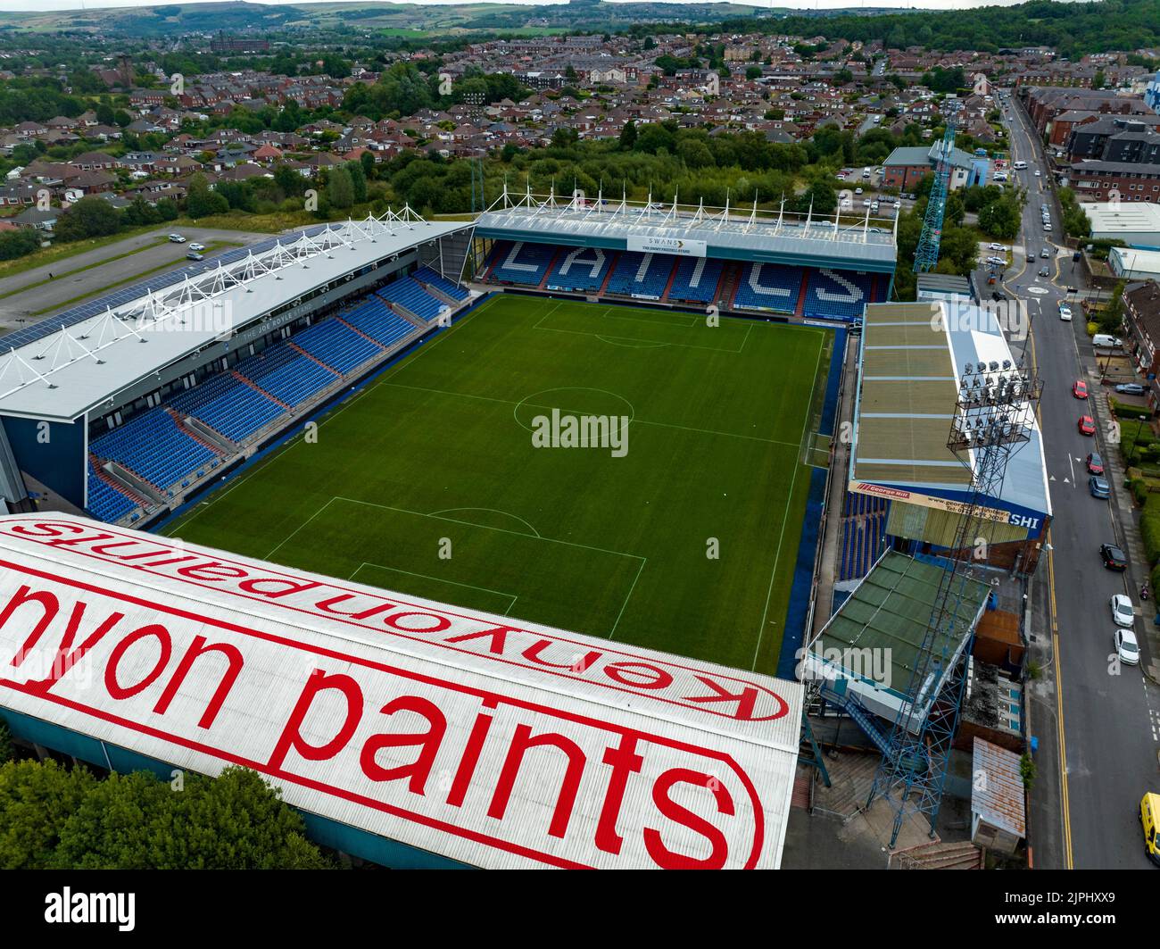 Boundary Park Aerial Drone From the Air, Oldham Athletic Football Club ...