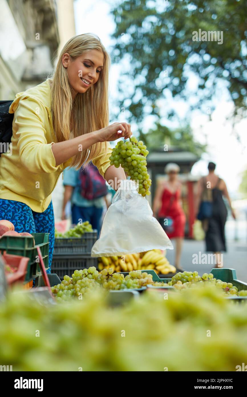 woman, shopping, grapes, market stall, fruit stand, female, ladies ...