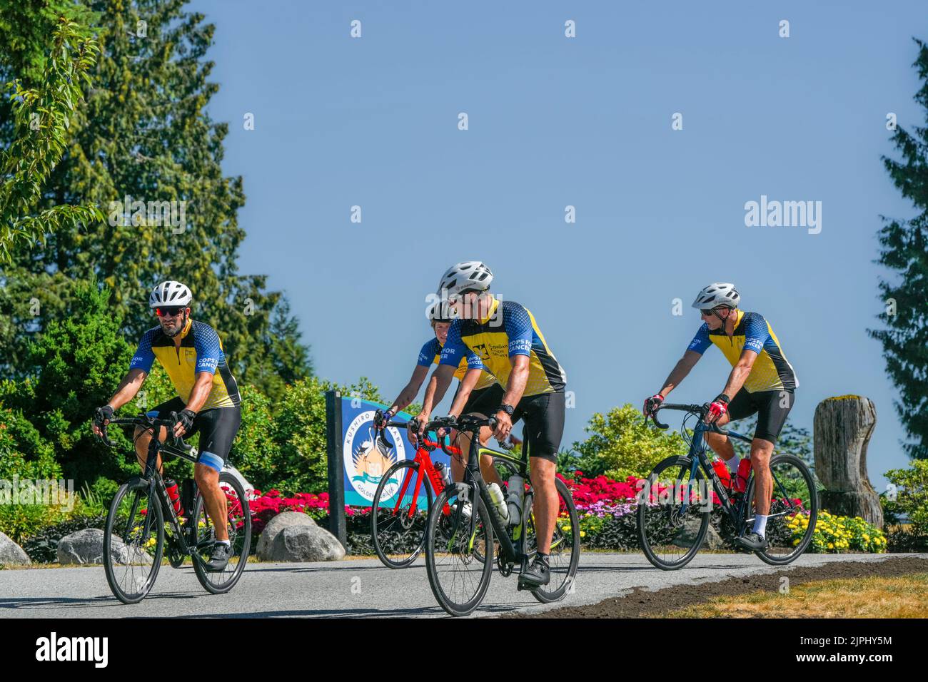 Cops for Cancer bike ride, Burnaby Mountain, Burnaby, British Columbia ...