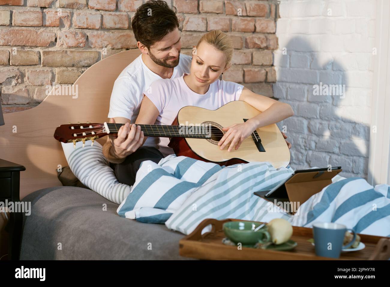 couple, romantic, together, playing guitar, pairs, romantics, togethers ...