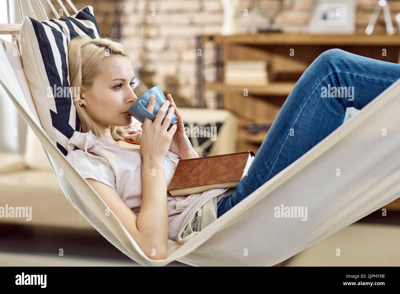 woman, drinking, home, relaxation, hammock, female, ladies, lady, women ...