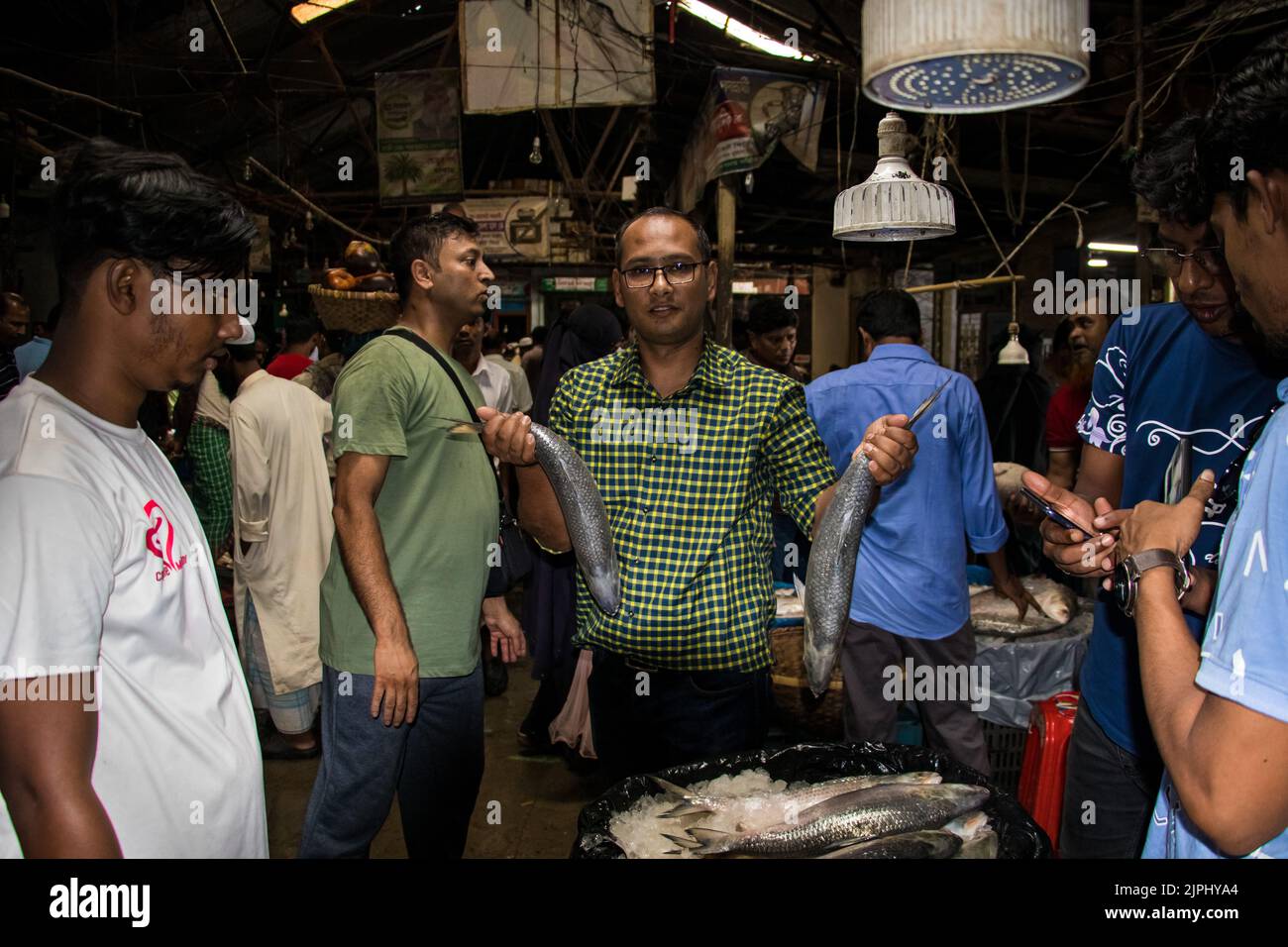 Vendors selling Hilsa fish at the Chandpur wholesale fish market on ...