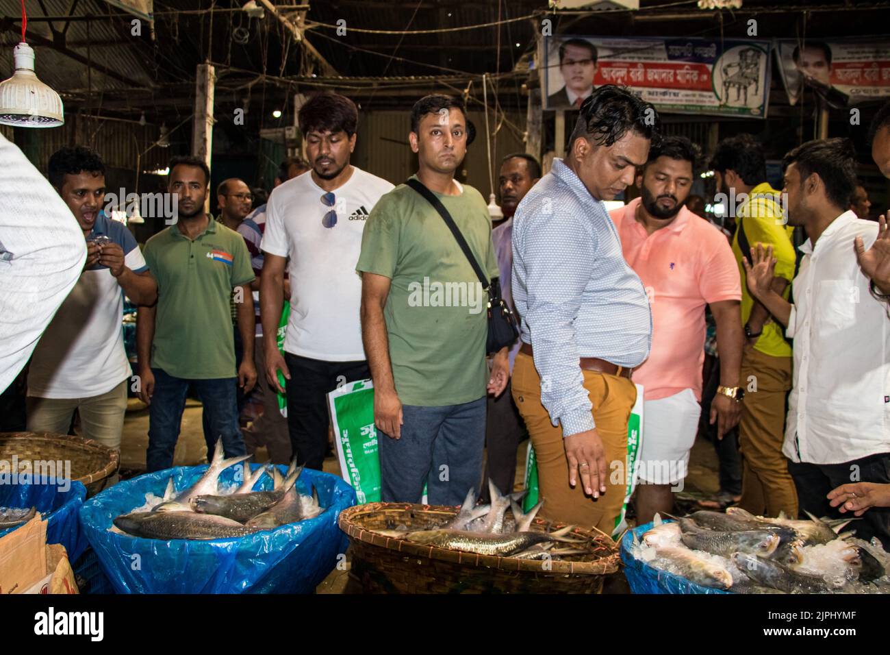 Vendors selling Hilsa fish at the Chandpur wholesale fish market on ...