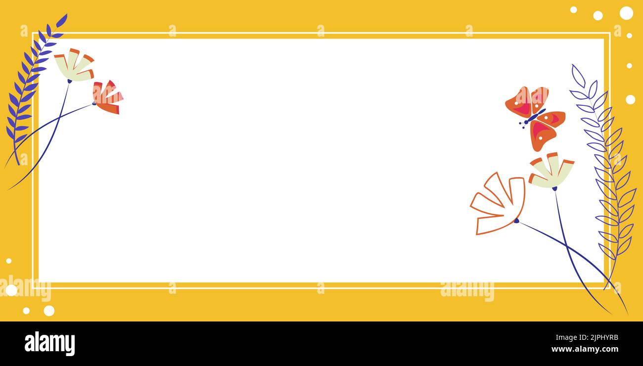 Frame With Leaves And Flowers Around And Important Announcements Inside ...