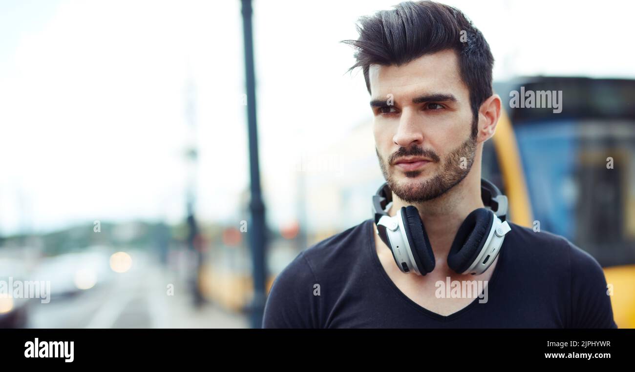 Black guy beard wears headphones hi-res stock photography and images ...