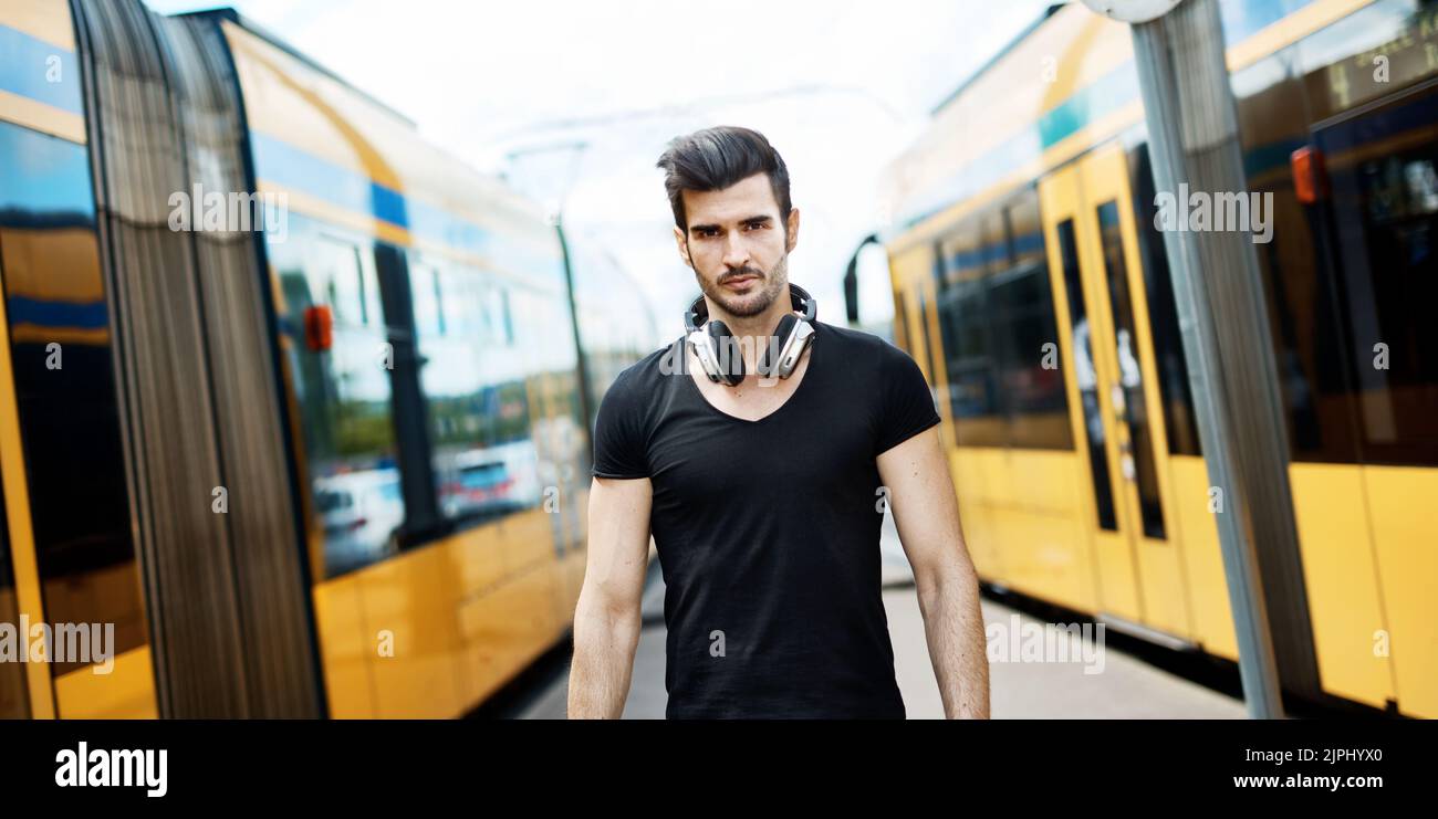 man, on the move, cable car, public transport, guy, men, on the moves ...