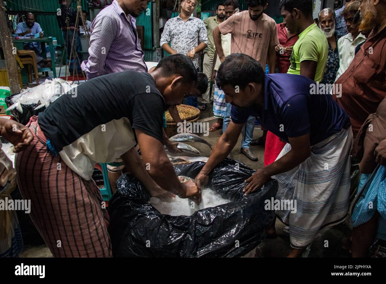 Vendors selling Hilsa fish at the Chandpur wholesale fish market on ...