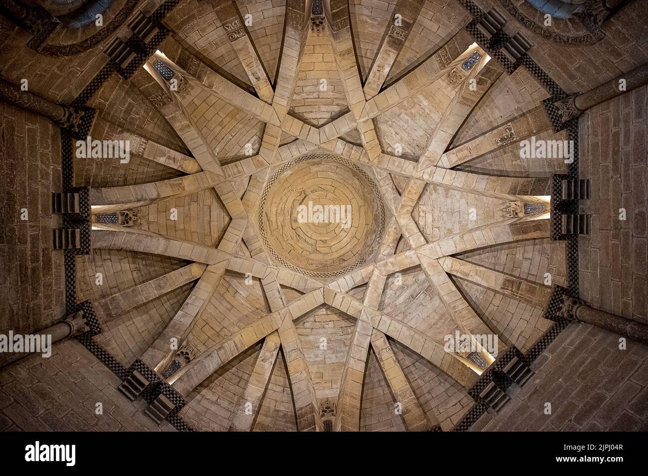 A low-angle shot of the interiors of the Torres del Rio in Navarra ...