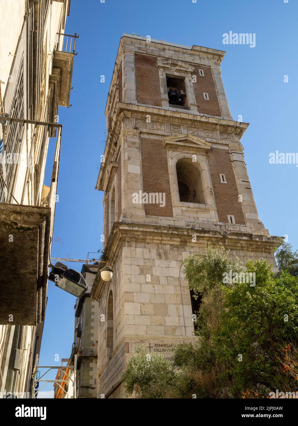 Bell tower of the Complesso Monumentale di Santa Chiara, Naples Stock ...