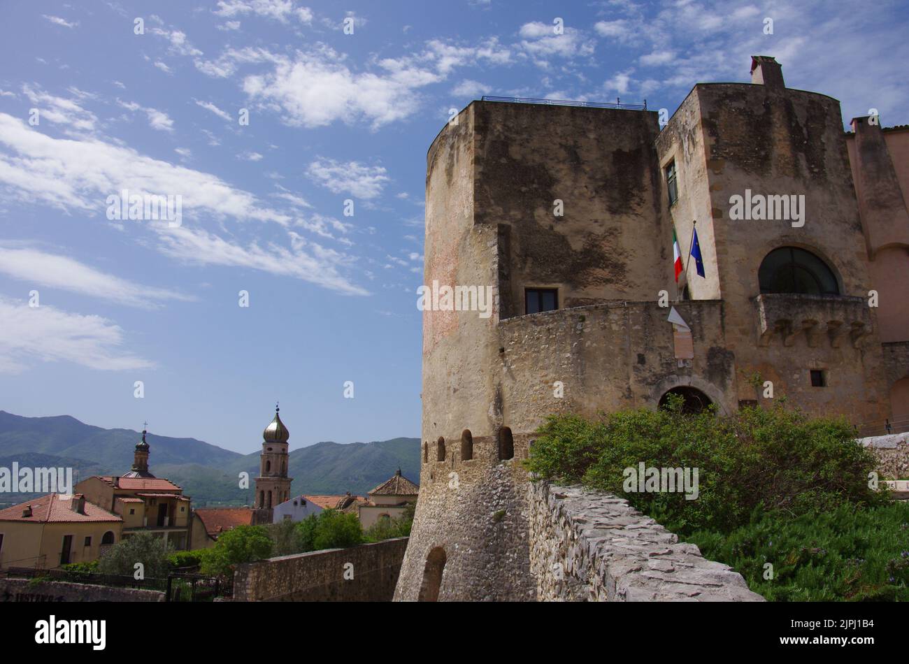 In the foreground the Pandone castle and in the background the dome and ...