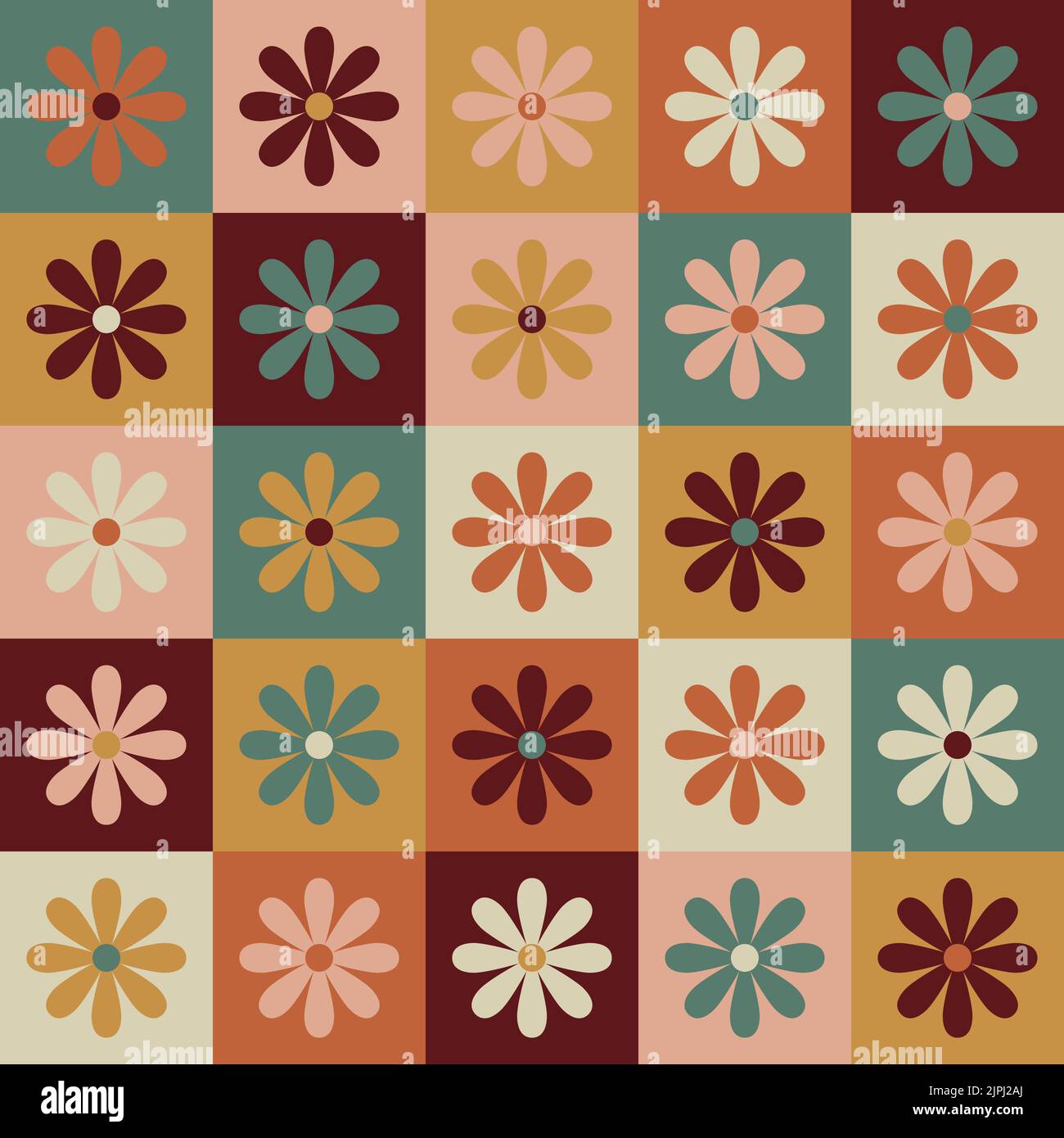 70 s seamless pattern. Retro flower geometric seamless background in ...