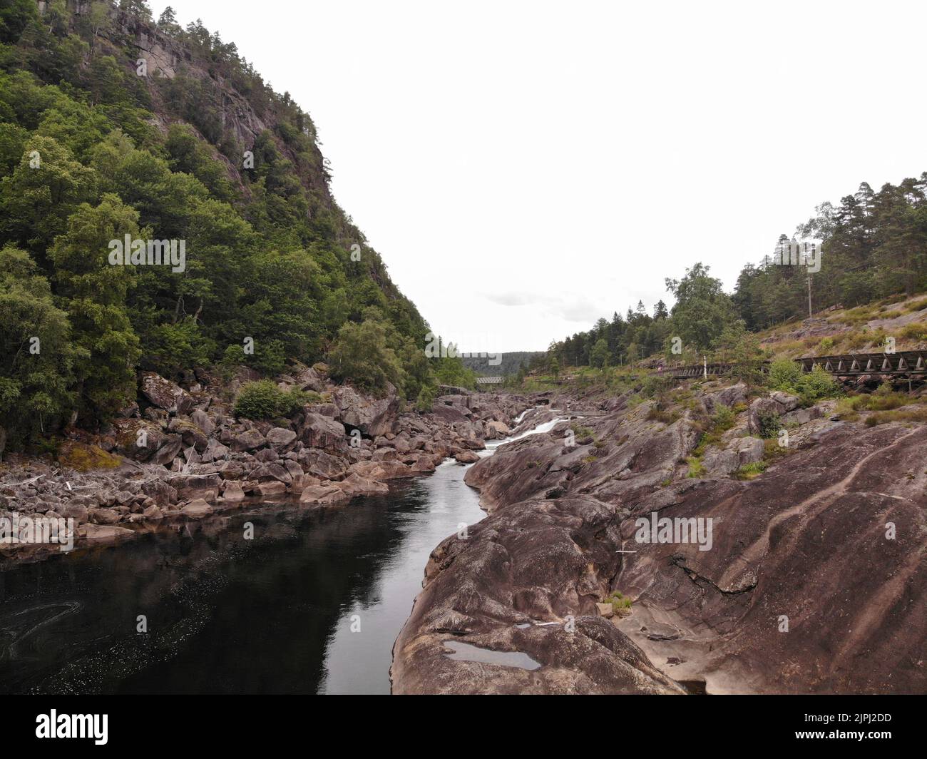 An aerial shot of Tommerenna Lumber Slide in Norway Stock Photo - Alamy