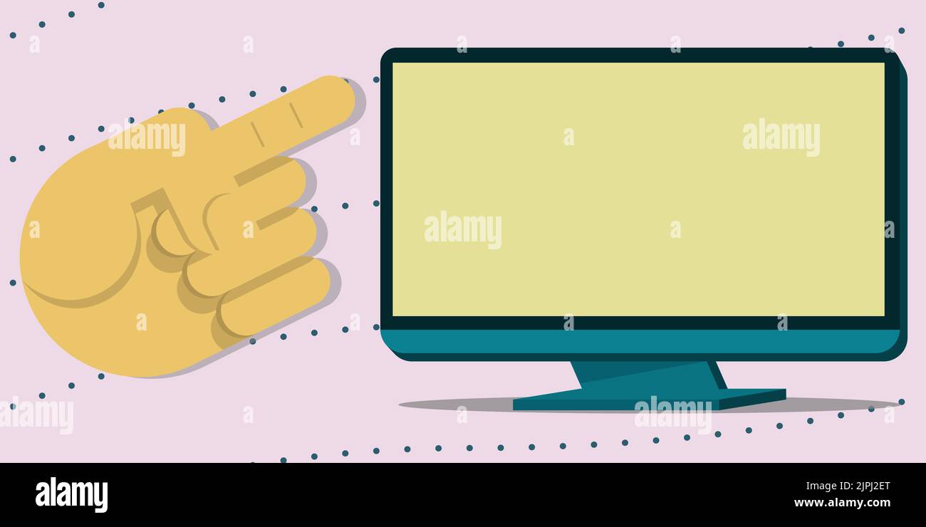 One Finger Pointing At Screen With Important Information. Hand ...