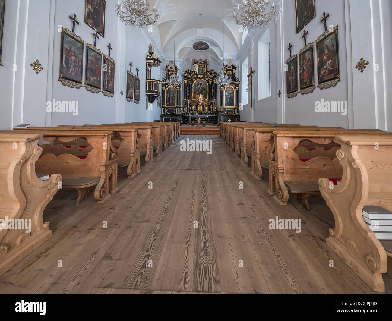 This is the church interior at Maria Waldrast monastery near Mieders in ...