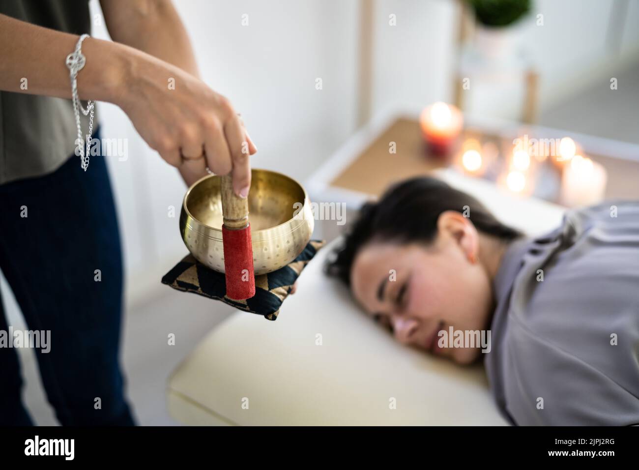 Tibetan Meditation And Relaxation Therapy. Traditional Healing Bowl ...