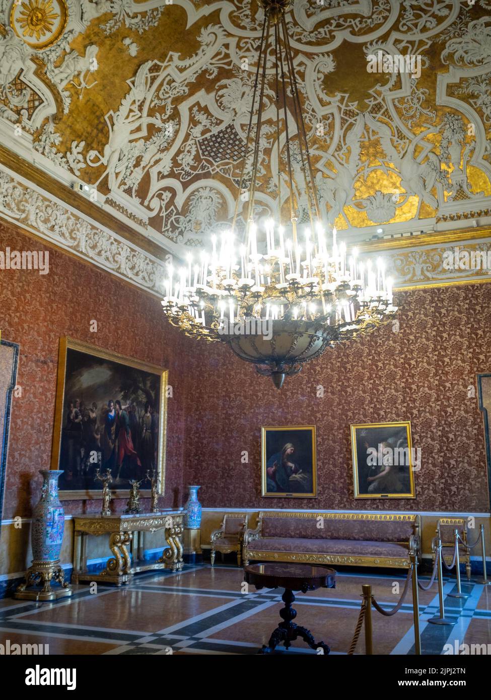 Naples Royal Palace Queen Room with Rococo white and gilt stucco ...