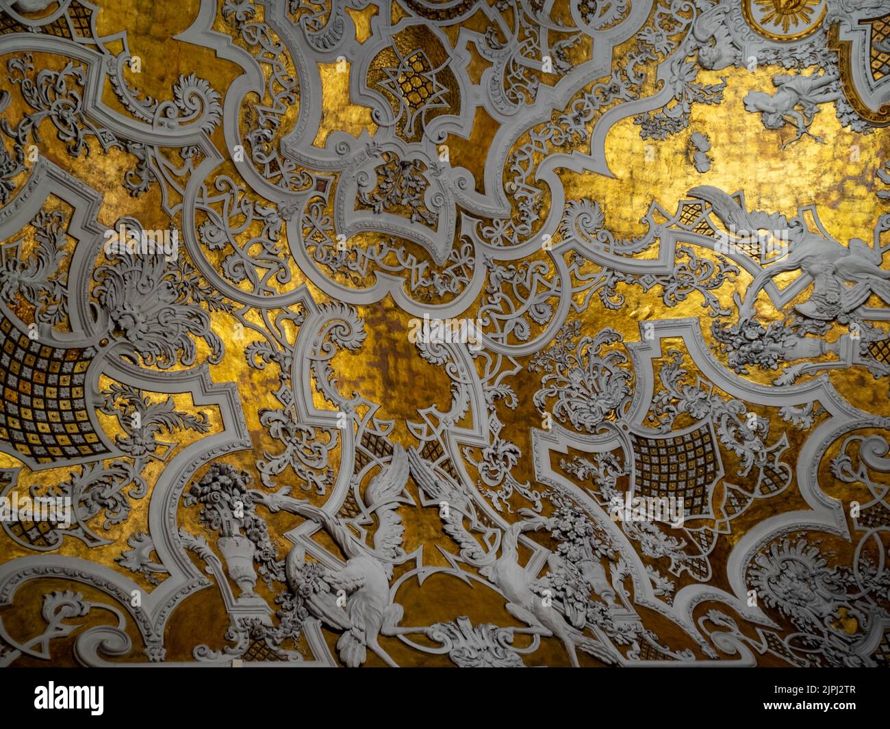 Naples Royal Palace Queen Room Rococo white and gilt stucco ceiling ...