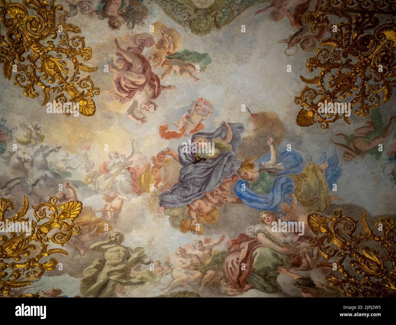 Naples Royal Palace Queen's Alcove ceiling fresco Stock Photo - Alamy