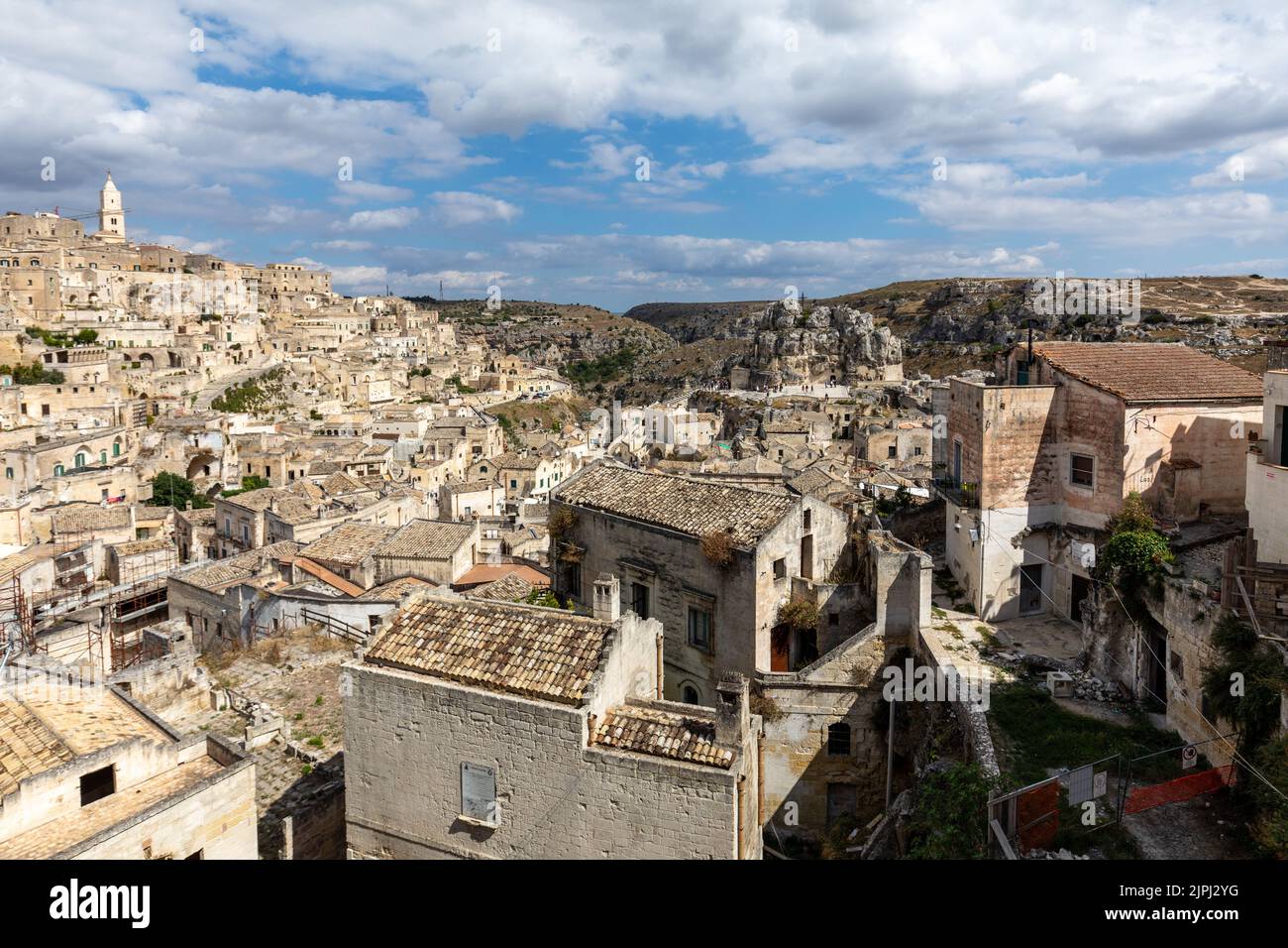 View of the Sassi di Matera a historic district in the city of Matera ...