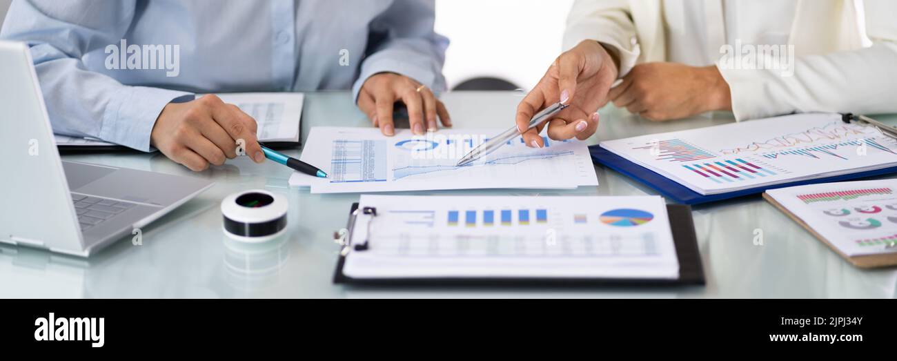 Business Chart Paperwork. Financial Document And Hands Stock Photo - Alamy