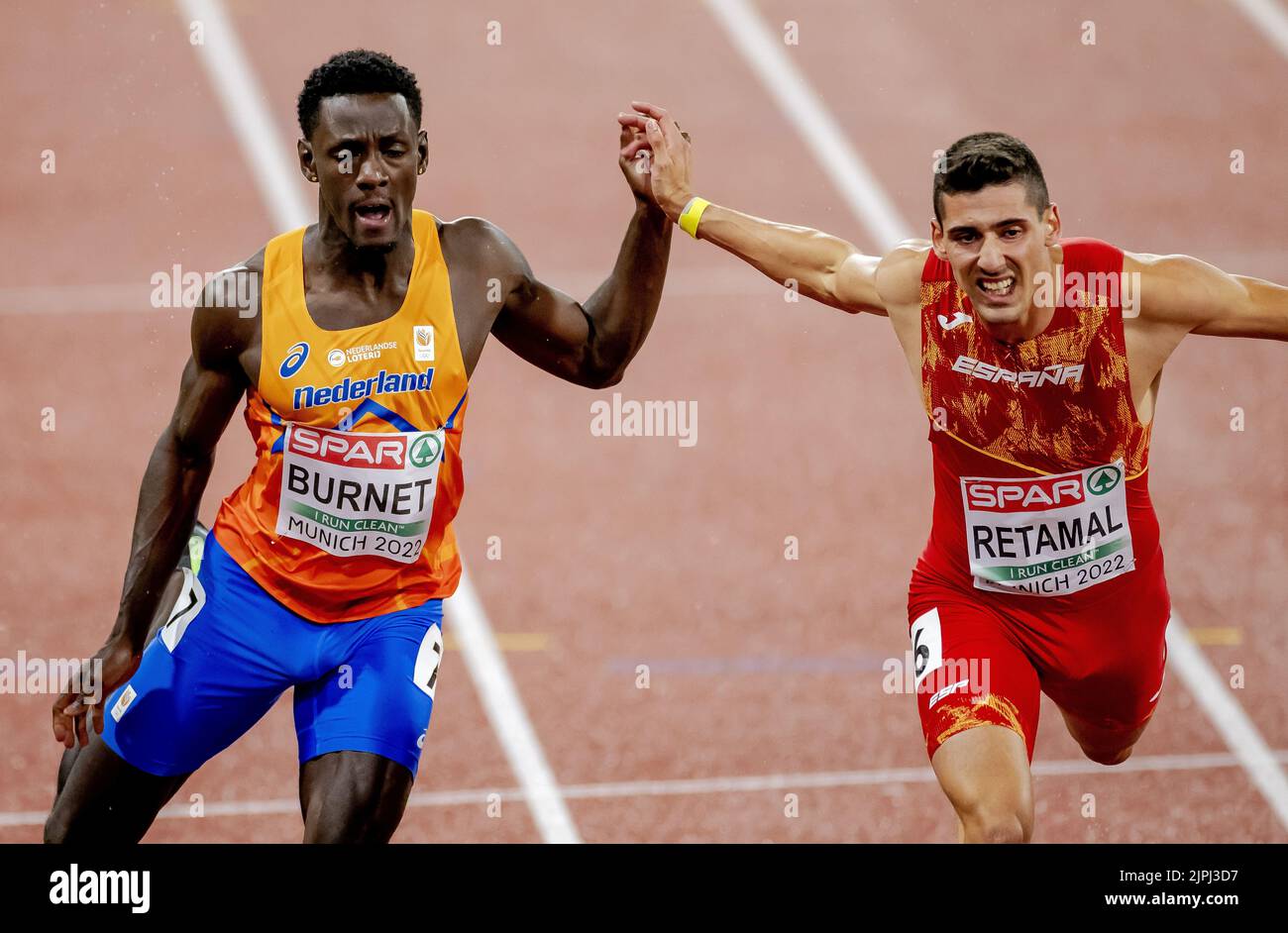 MUNICH - Taymir Burnet in action during the 200 meters on the eighth ...