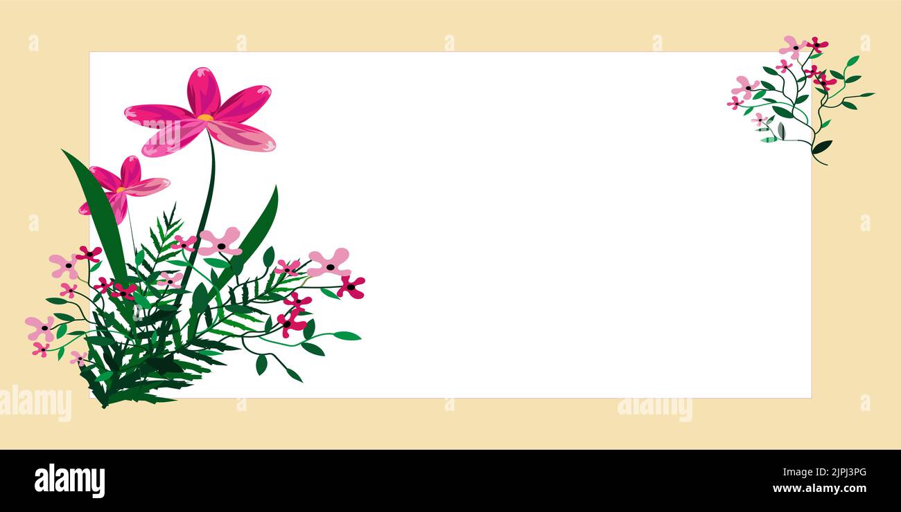 Frame With Leaves And Flowers Around And Important Announcements Inside ...